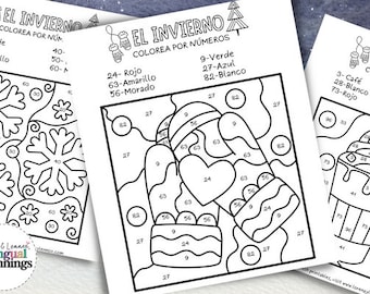 Thanksgiving Color by Number Pages in Spanish - Etsy