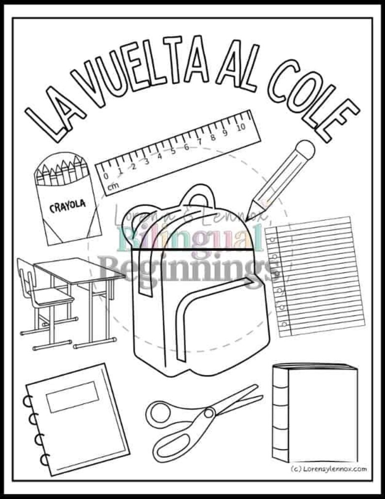 Back to School Coloring Pages in Spanish - Etsy