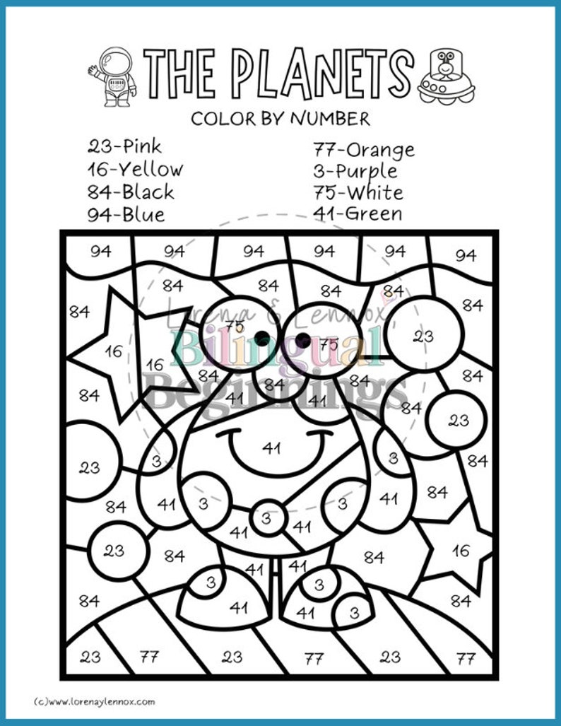 Space Color-by-number Printable Kit for Kids! - Etsy