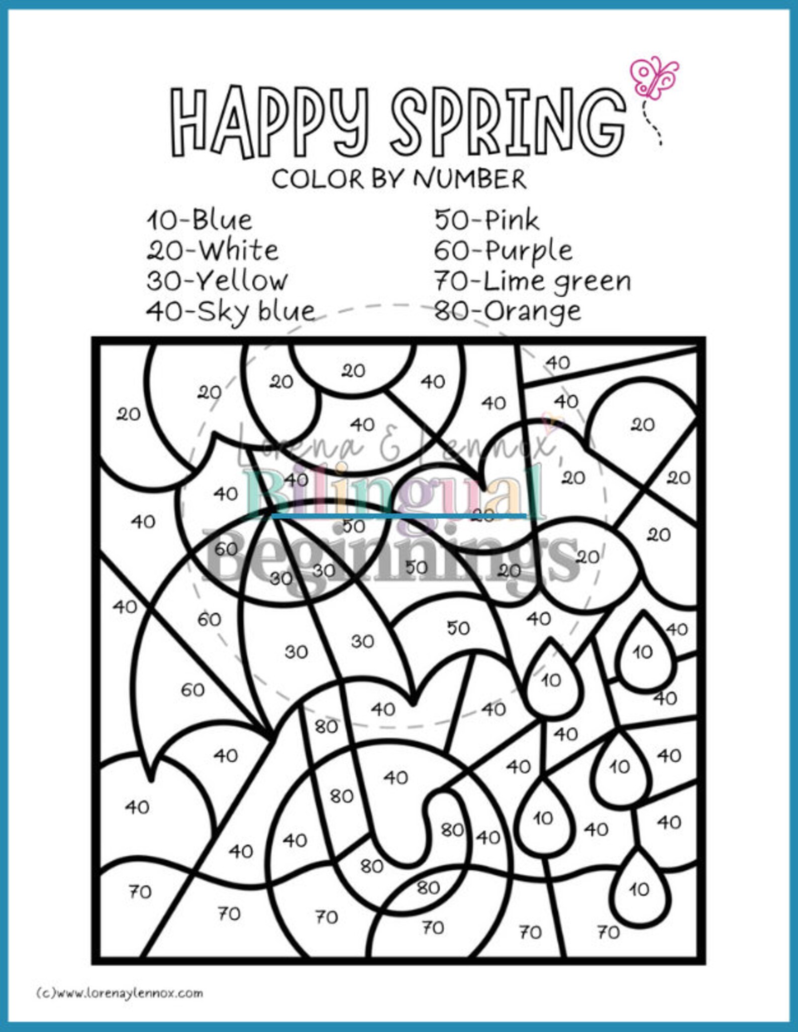 Spring Color by Number Printables - Fun for All Ages! - Etsy