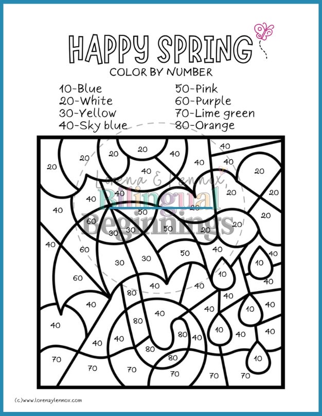 Spring Color by Number Printables Fun for All Ages - Etsy