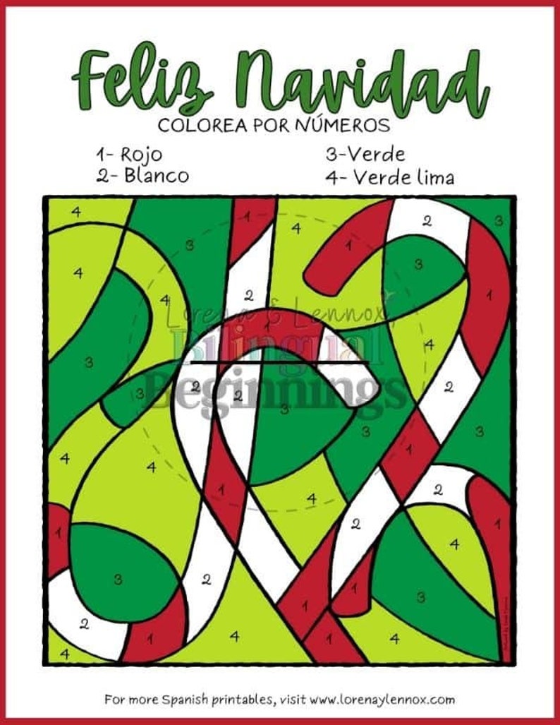 Christmas Color by Number Coloring Pages in Spanish - Etsy