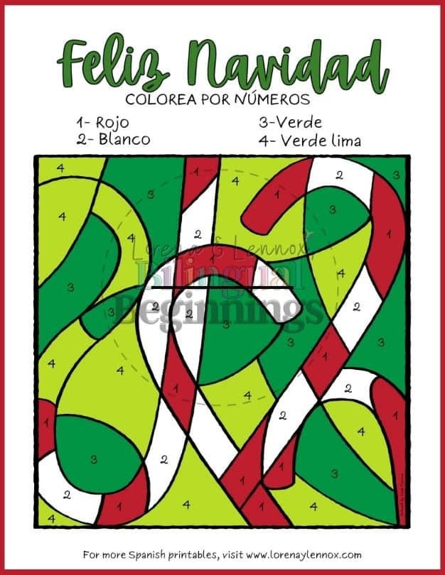 Christmas Color by Number Coloring Pages in Spanish - Etsy