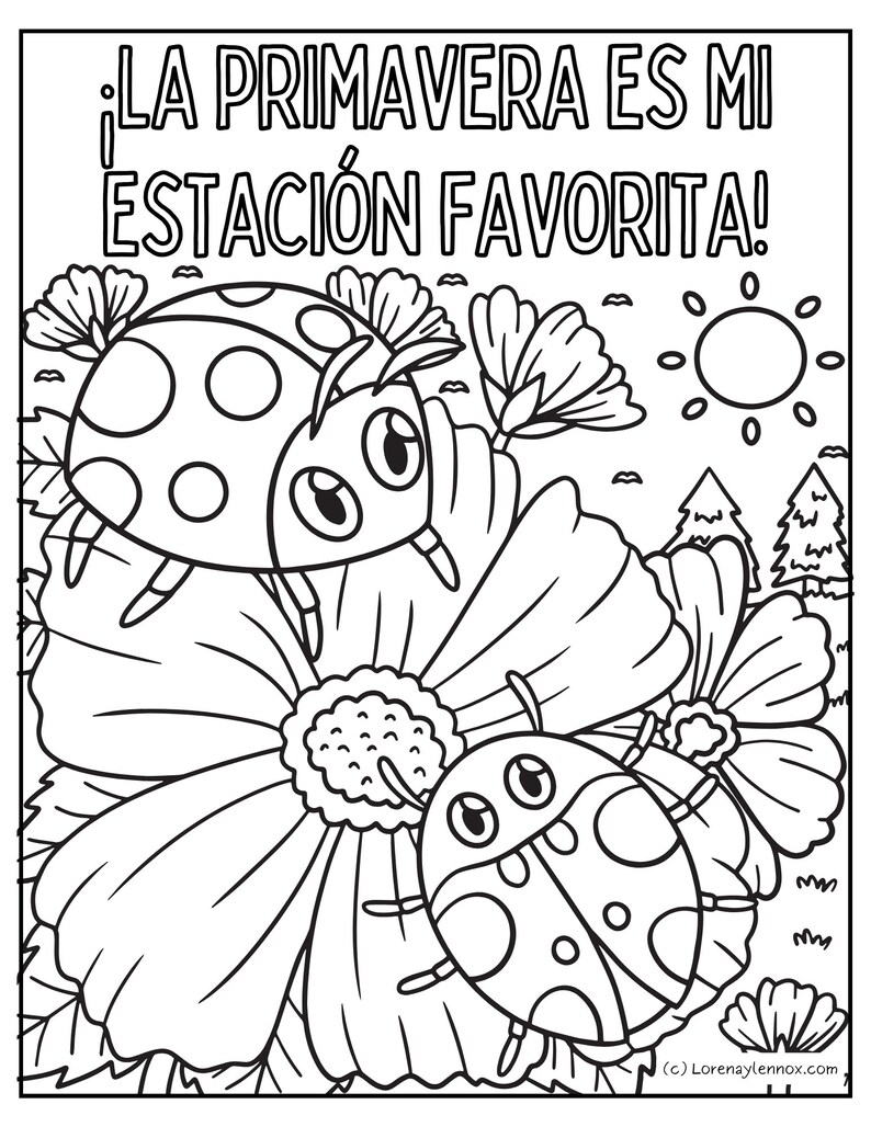 11 Spring Coloring Pages in Spanish - Etsy