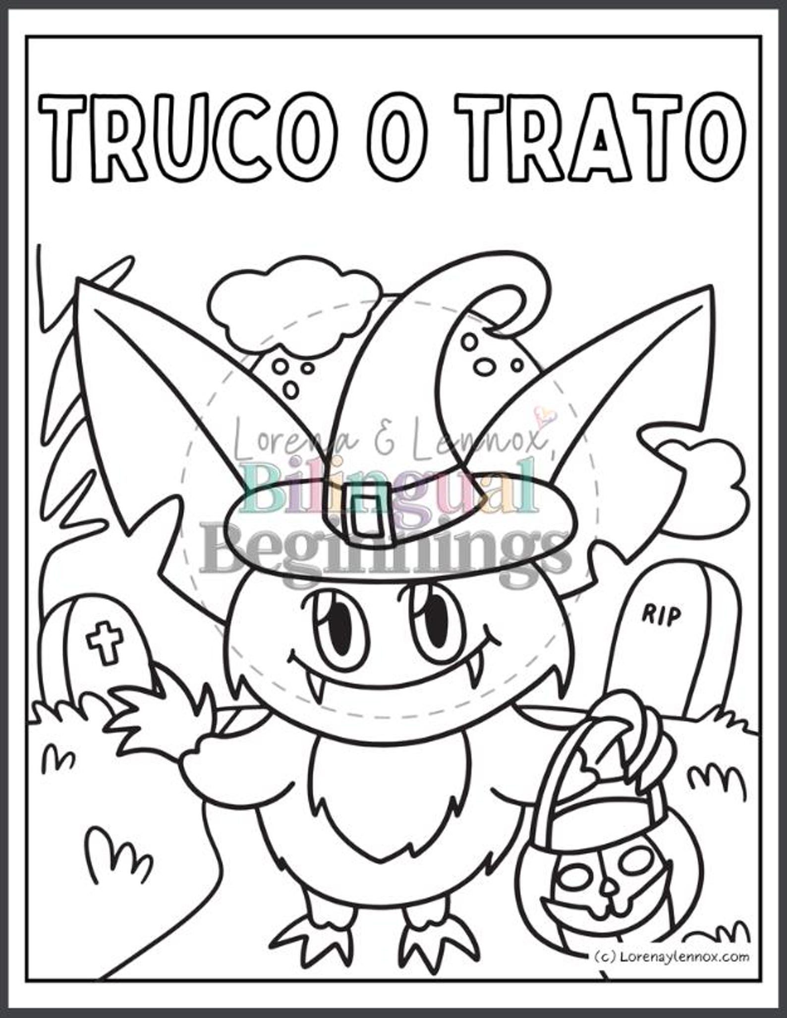 10 Halloween Coloring Pages in Spanish - Etsy
