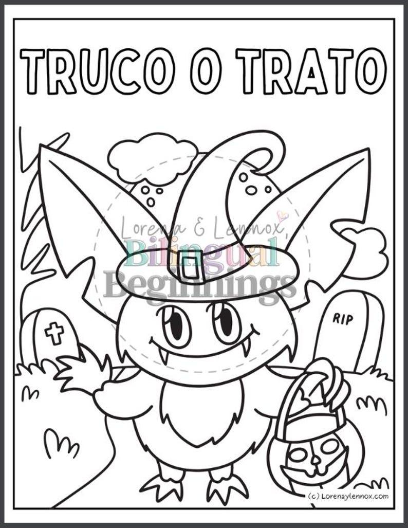 10 Halloween Coloring Pages in Spanish - Etsy
