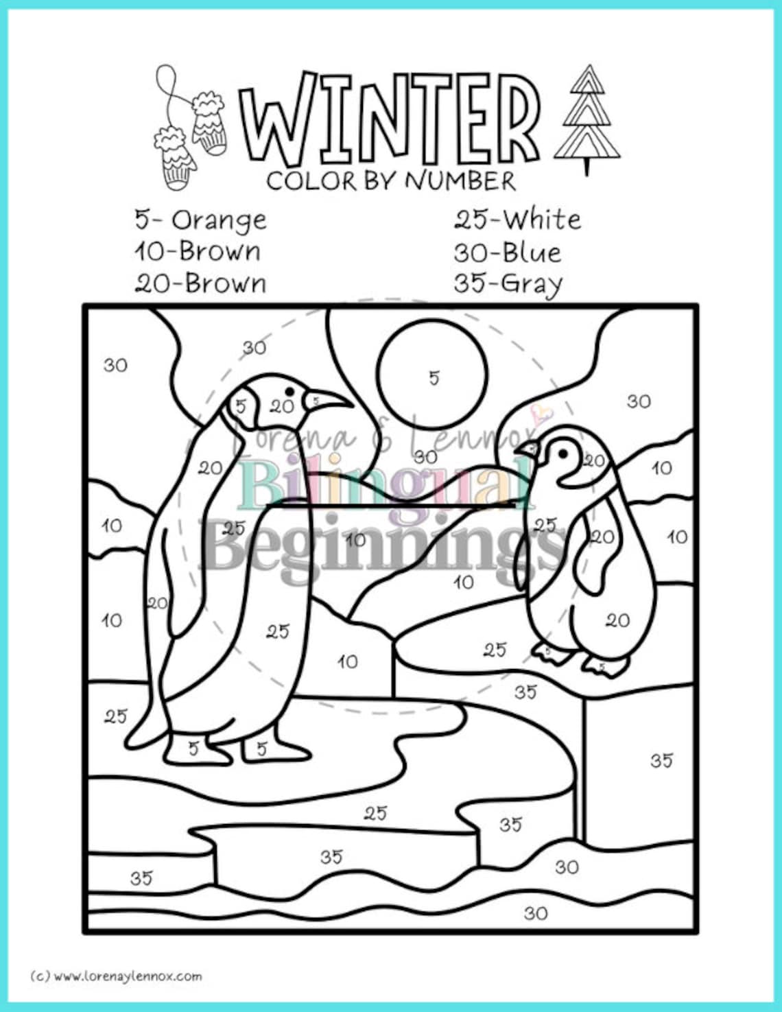 Winter Color by Number Printables - Etsy