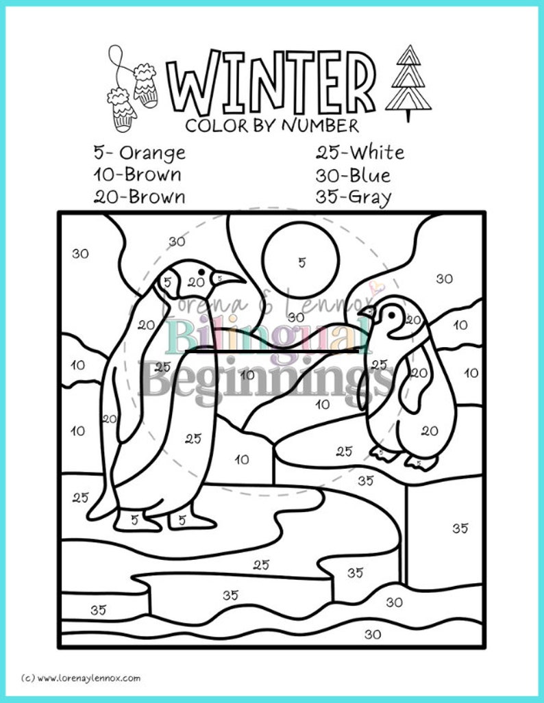Winter Color by Number Printables - Etsy