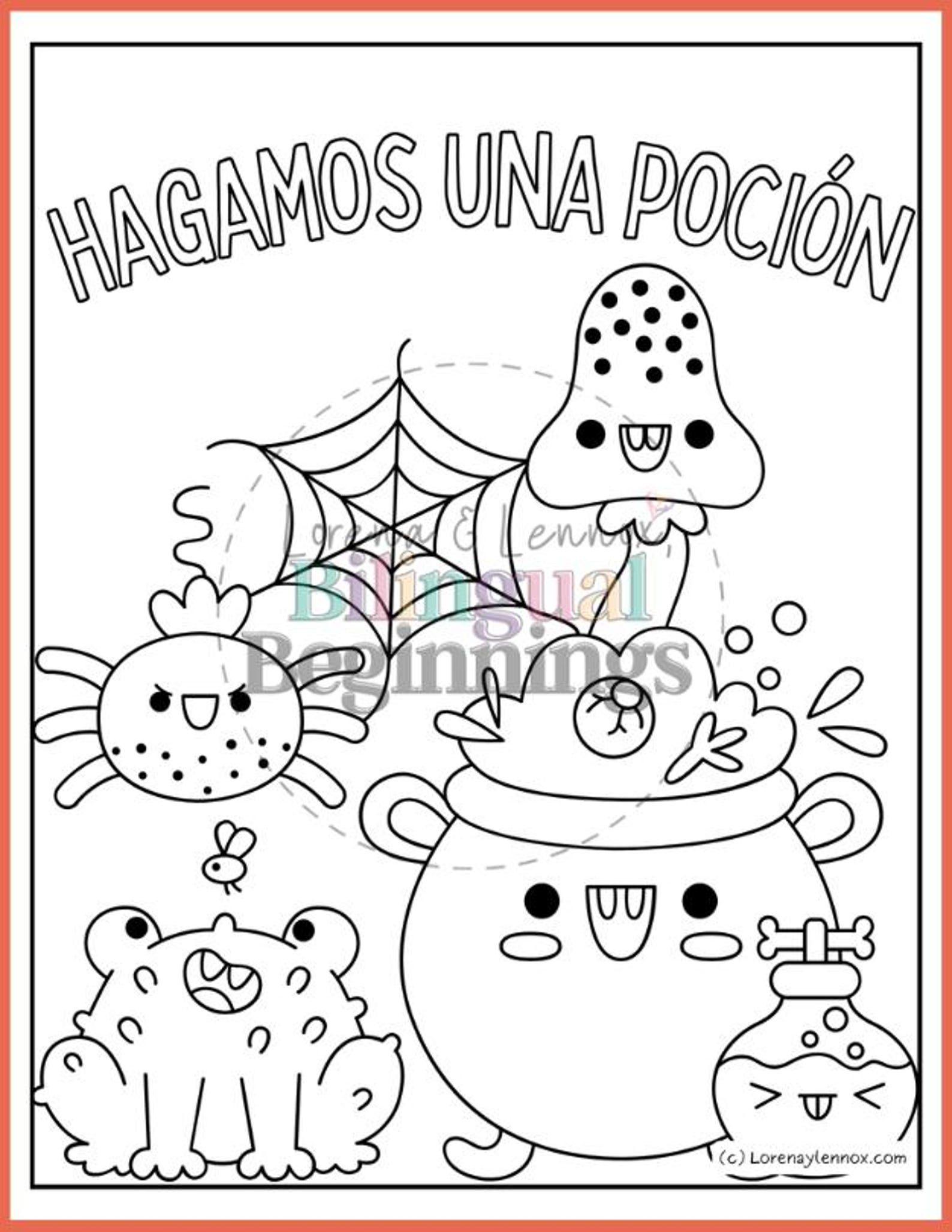 10 Halloween Coloring Pages in Spanish - Etsy