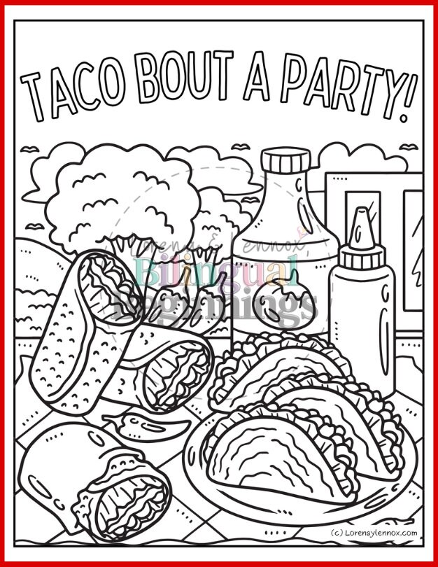 6 Cinco De Mayo Bilingual Coloring Pages - Etsy