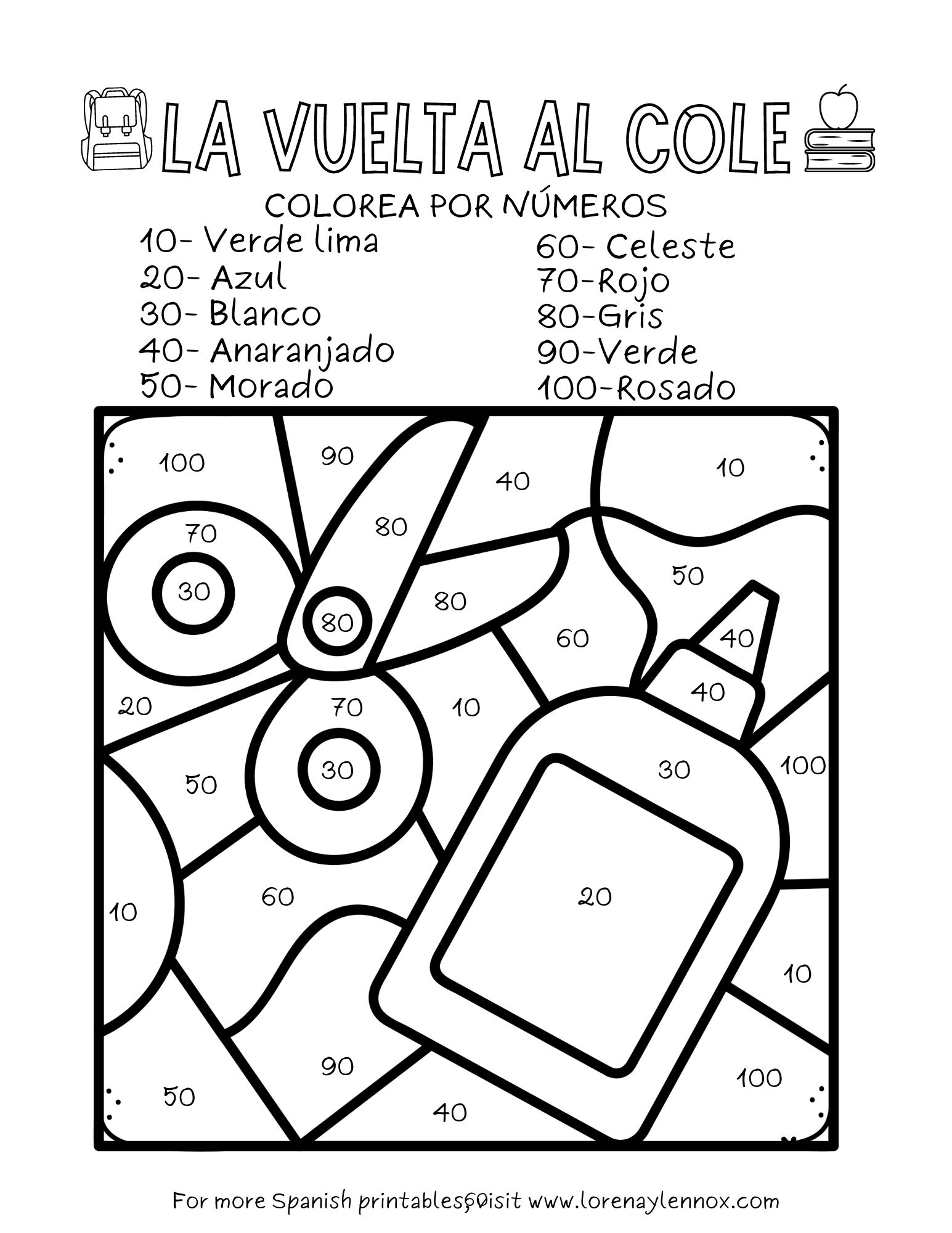 Back-to-school Color by Number Pages in Spanish - Etsy