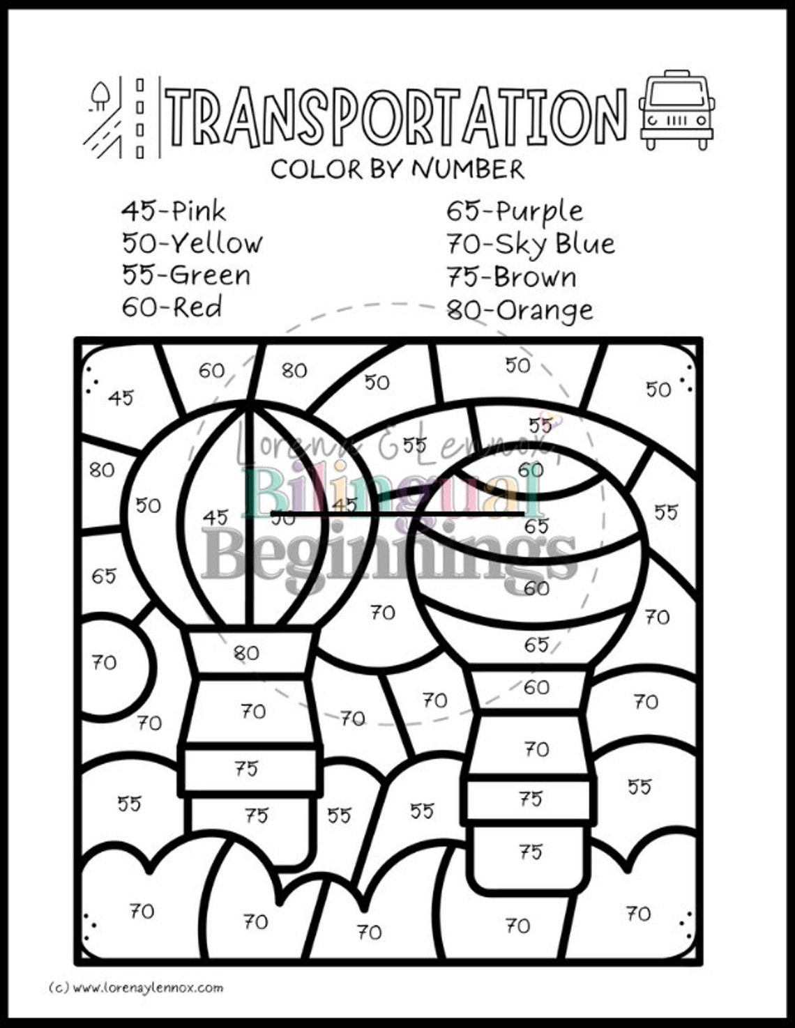 Transportation-themed Color by Number Printables - Engaging Educational ...