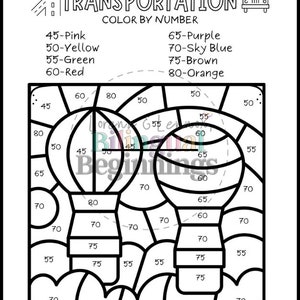 Transportation-themed Color by Number Printables - Engaging Educational ...