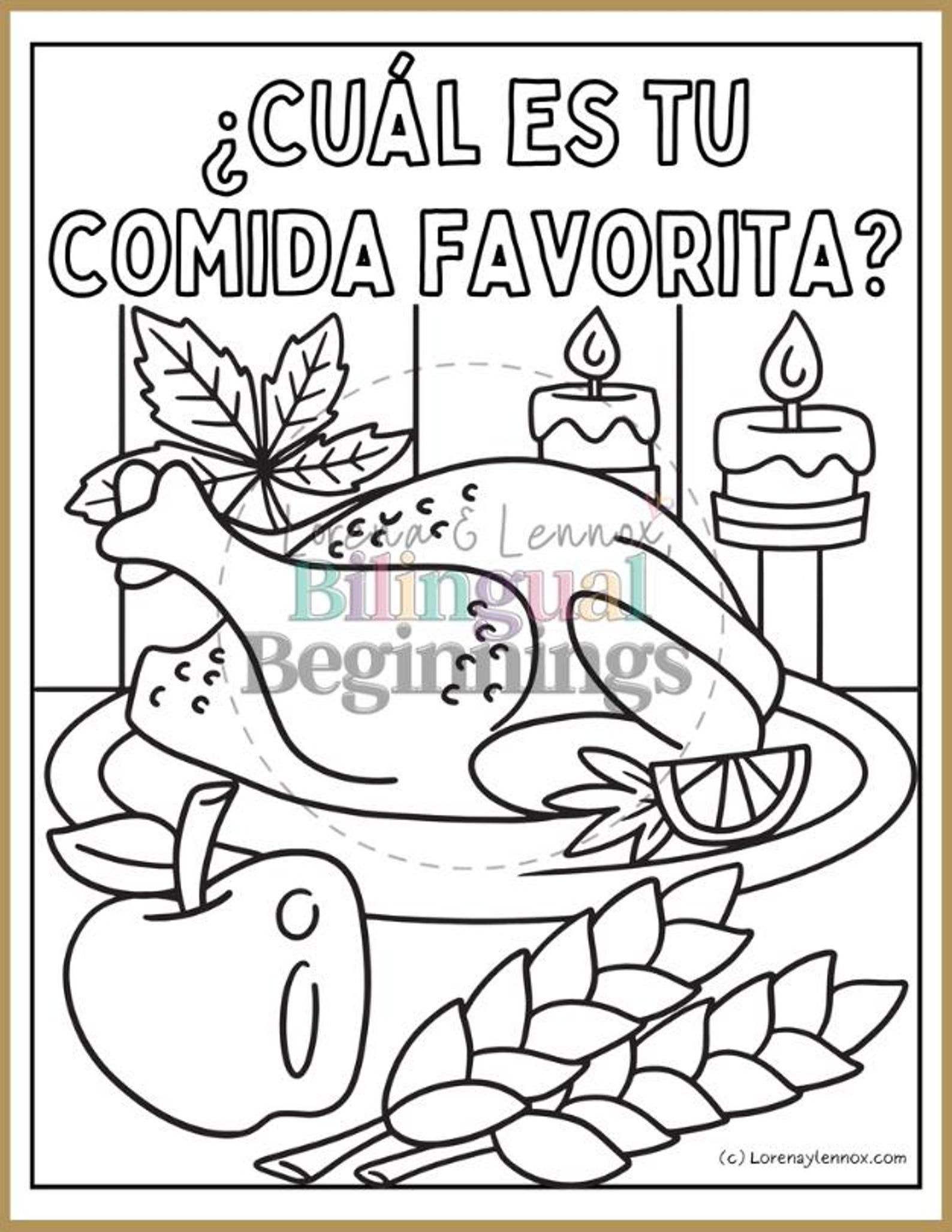 10 Thanksgiving Coloring Pages in Spanish - Etsy