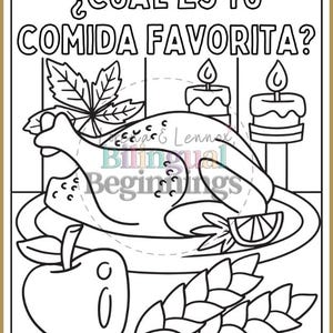 10 Thanksgiving Coloring Pages in Spanish - Etsy