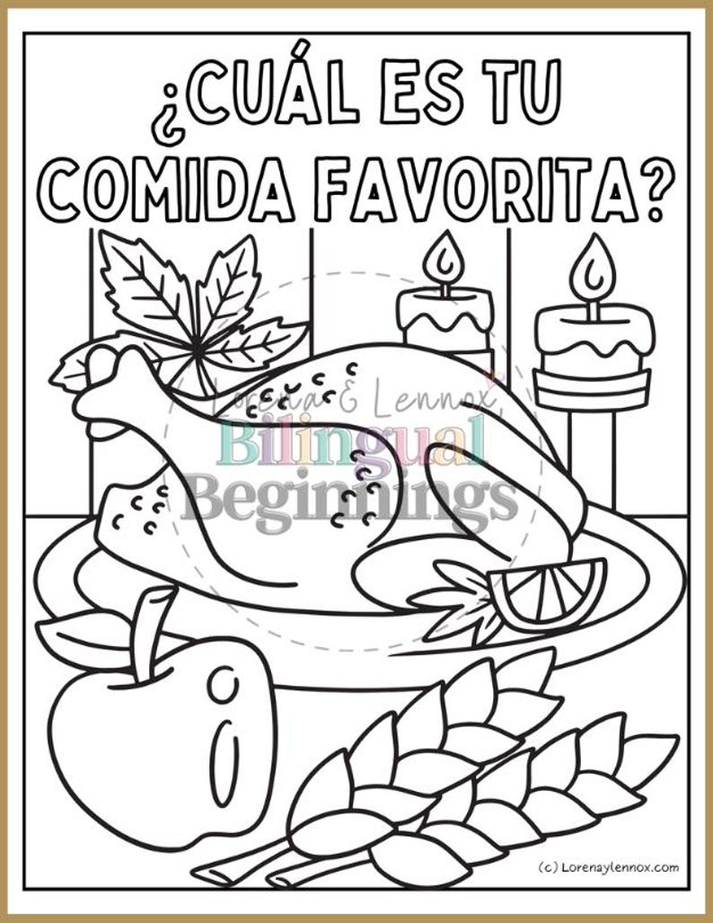 10 Thanksgiving Coloring Pages in Spanish - Etsy