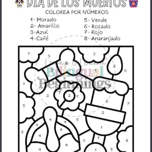 8 Day of the Dead Color by Number Printables in Spanish - Etsy