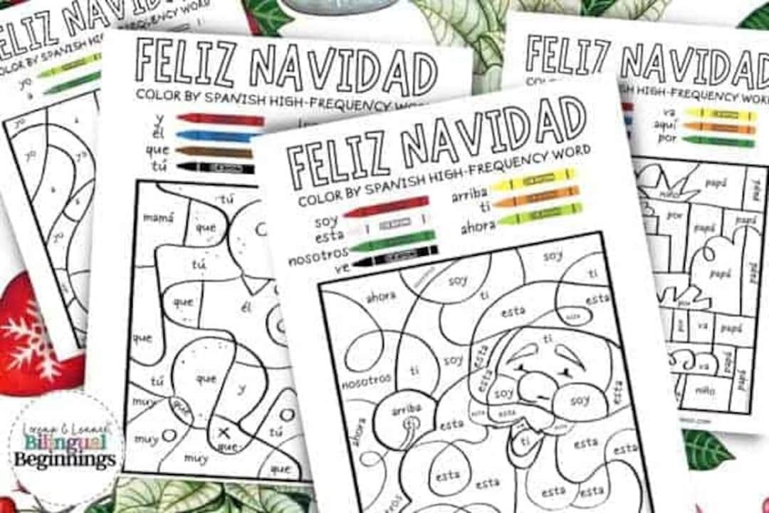 Christmas Color by Sight Word in Spanish - Etsy