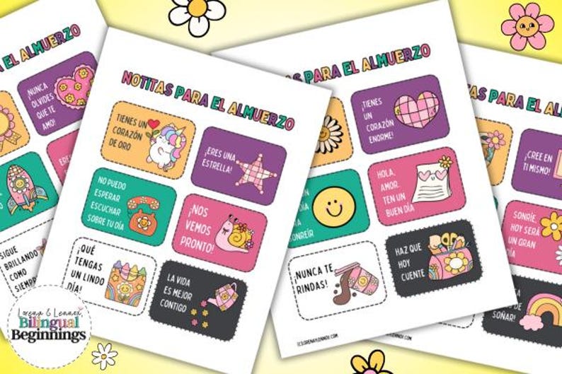 30 Lunchbox Notes (notitas Para El Almuerzo) in Spanish - Etsy