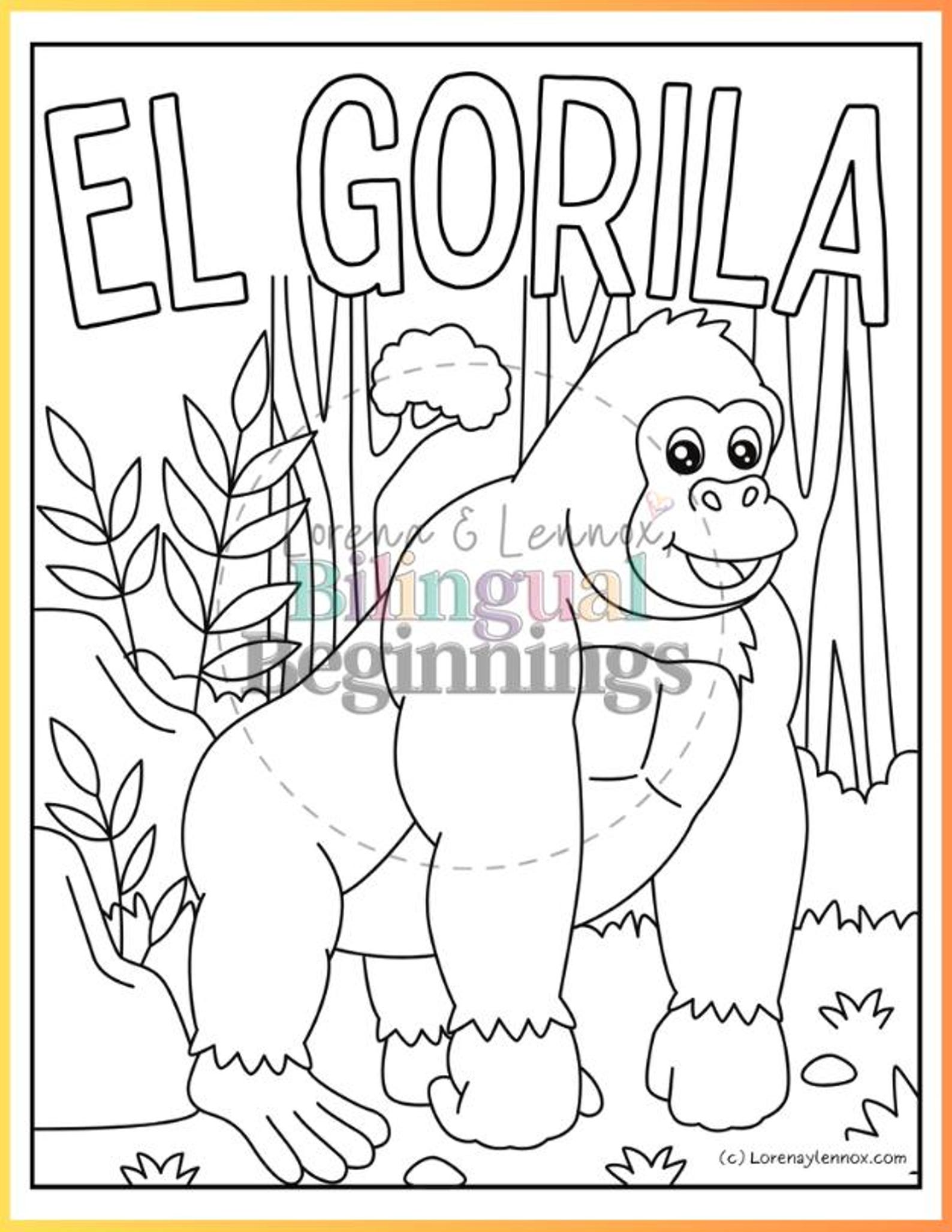 11 Zoo Animals Coloring Pages in Spanish - Etsy