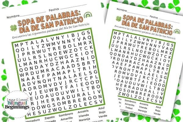 St. Patrick’s Day Word Search Printable in Spanish - Etsy