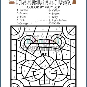 Groundhog Day Color by Number Printables (english) - Etsy