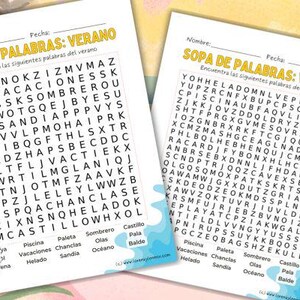 Summer Word Search in Spanish - Etsy