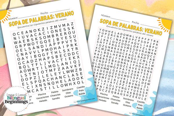 Summer Word Search in Spanish - Etsy