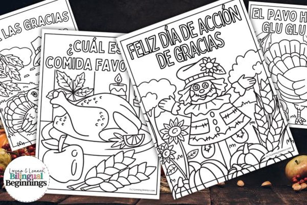 10 Thanksgiving Coloring Pages in Spanish - Etsy
