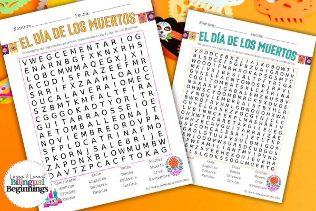 Day of the Dead Word Search in Spanish - Etsy