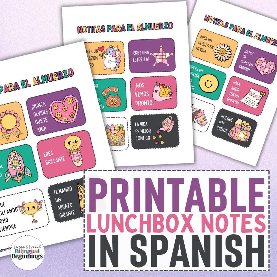 30 Lunchbox Notes (notitas Para El Almuerzo) in Spanish - Etsy