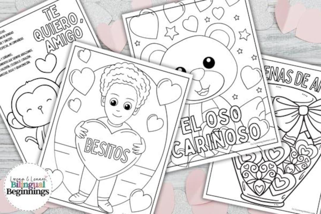 Valentine's Day Coloring Pages in Spanish - Etsy