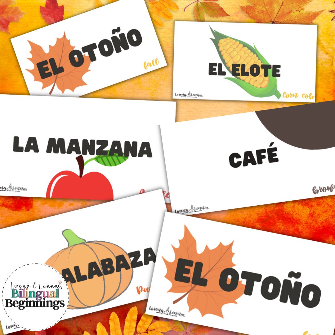 Fall Flashcards in Spanish - Etsy