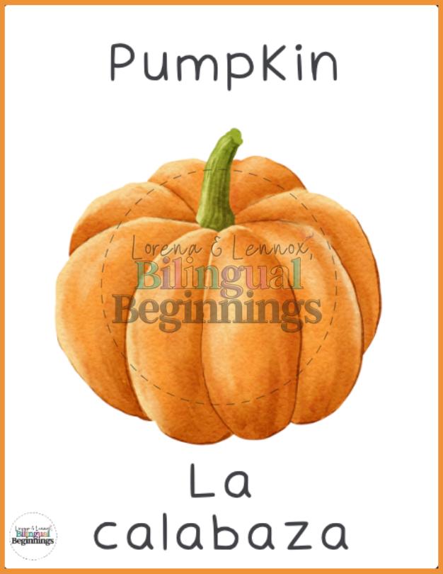 23 Bilingual Spanish/english Fall Flashcards - Etsy