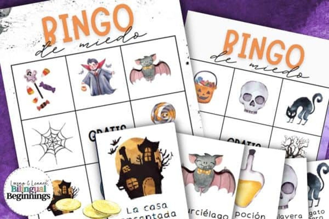 Printable Halloween Bingo Cards in Spanish for Kids - Etsy