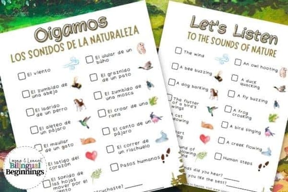 Sounds of Nature Scavenger Hunt in Spanish & English | Etsy