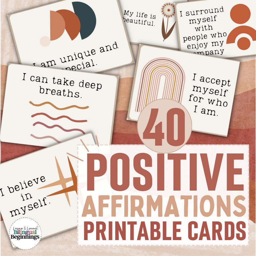 Bohemian-inspired Positive Affirmation Cards - Set of 40 Printable ...