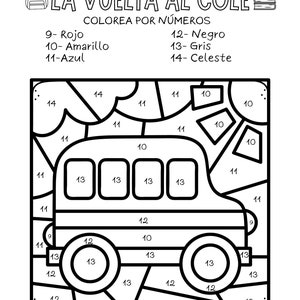 Back-to-school Color by Number Pages in Spanish - Etsy