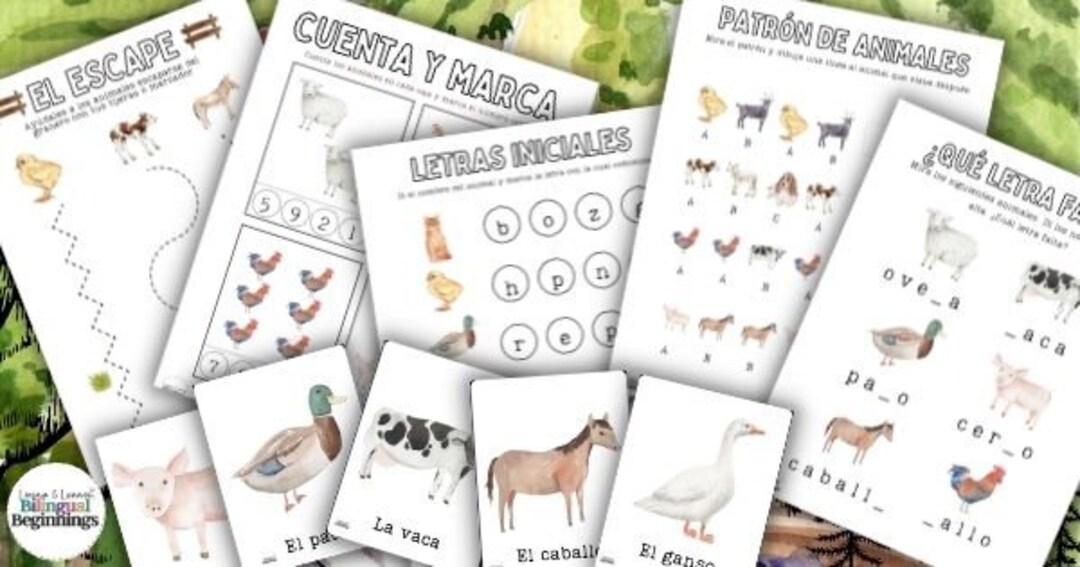 Farm Animals Printable Workbook in Spanish for Preschoolers - Etsy