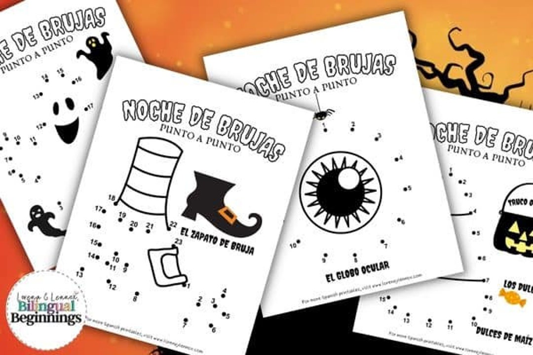 9 Halloween Dot-to-dot Printable Worksheets in Spanish - Etsy