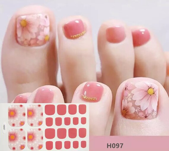 22pcs Rose Pink Flowers Toe Nail Wraps Toenail Self-adhesive - Etsy