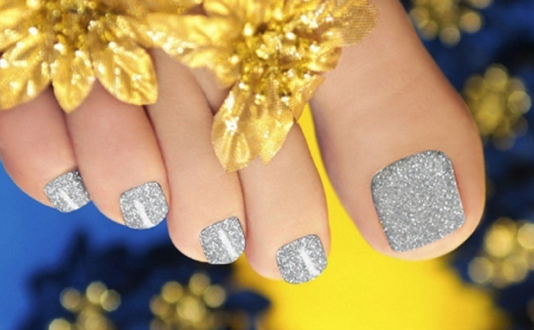 22pcs Silver GLITTER Toe Nail Wraps ~ Toenail Self-adhesive Express ...