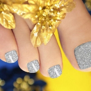 22pcs Silver GLITTER Toe Nail Wraps ~ Toenail Self-adhesive Express ...