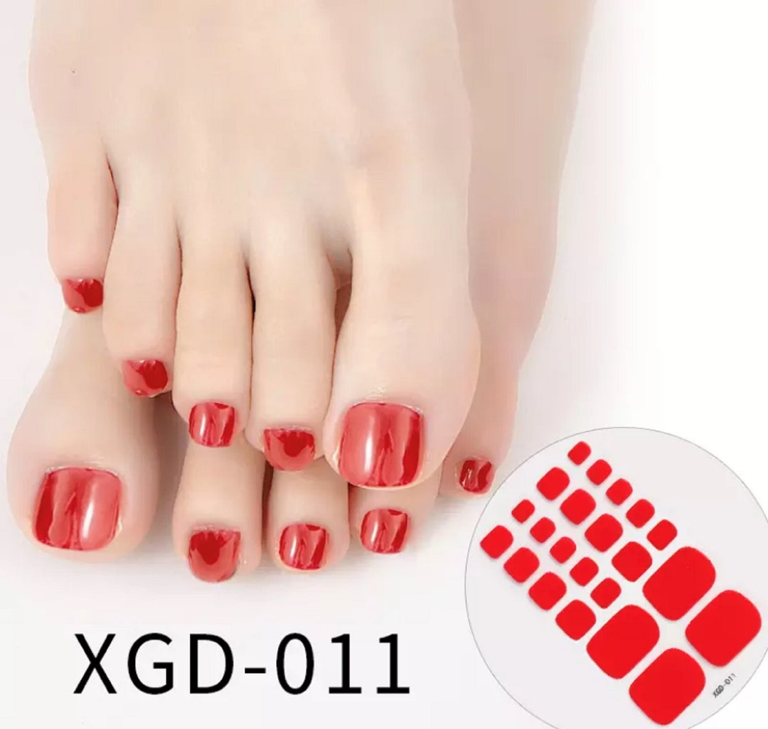 22pcs BRIGHT Red Toe Nail Wraps ~ Christmas Valentine Toenail Self ...