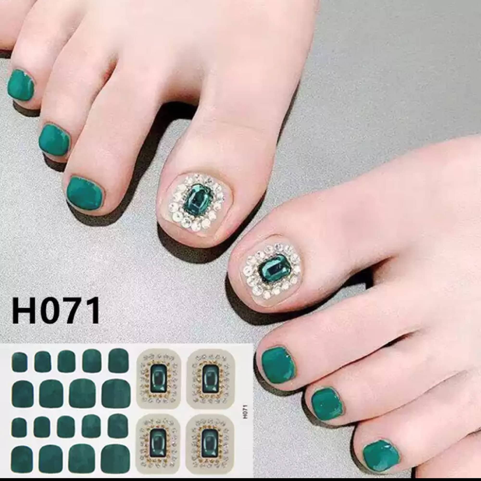 22pcs Green Silver Emeralds GLITTER Toe Nail Wraps Toenail - Etsy