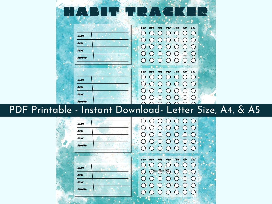 Galaxy Habit Tracker Printable, Fill in Tracker, Daily Habits, Life ...