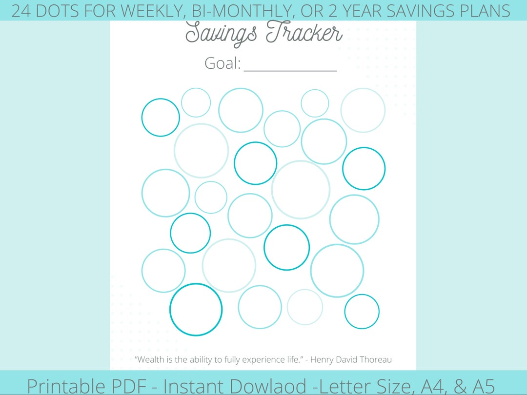 Savings Tracker Printable, Fill in Money Tracker, Color in Tracker ...