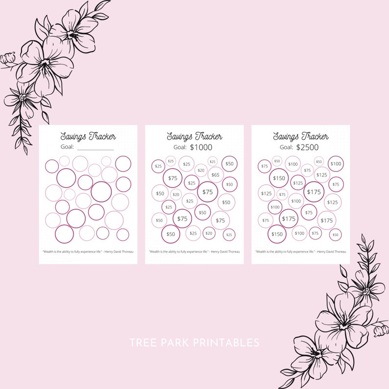 Printable Savings Tracker Bundle | Color Fill-in Sheets | Budget ...