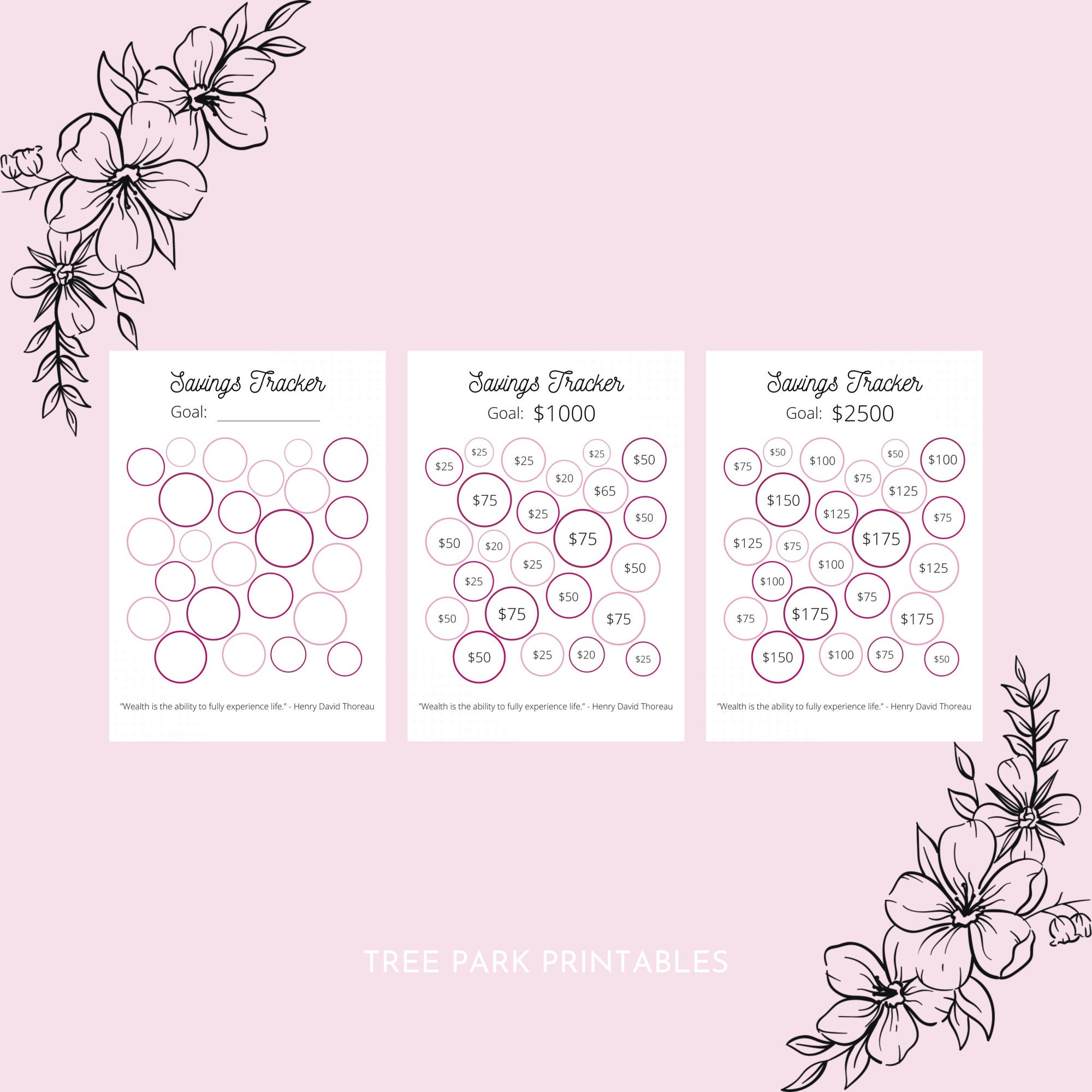 Printable Savings Tracker Bundle | Color Fill-in Sheets | Budget ...