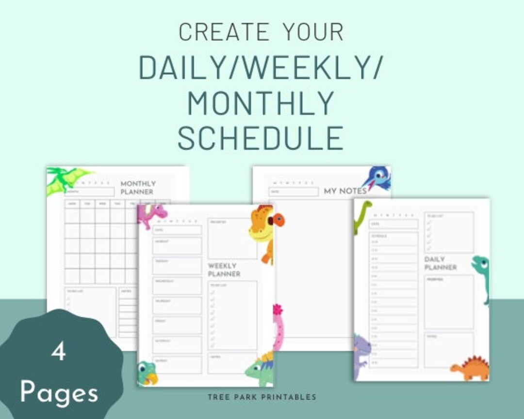Roar Into Productivity With Our Dinosaur Themed Daily Printable Planner ...